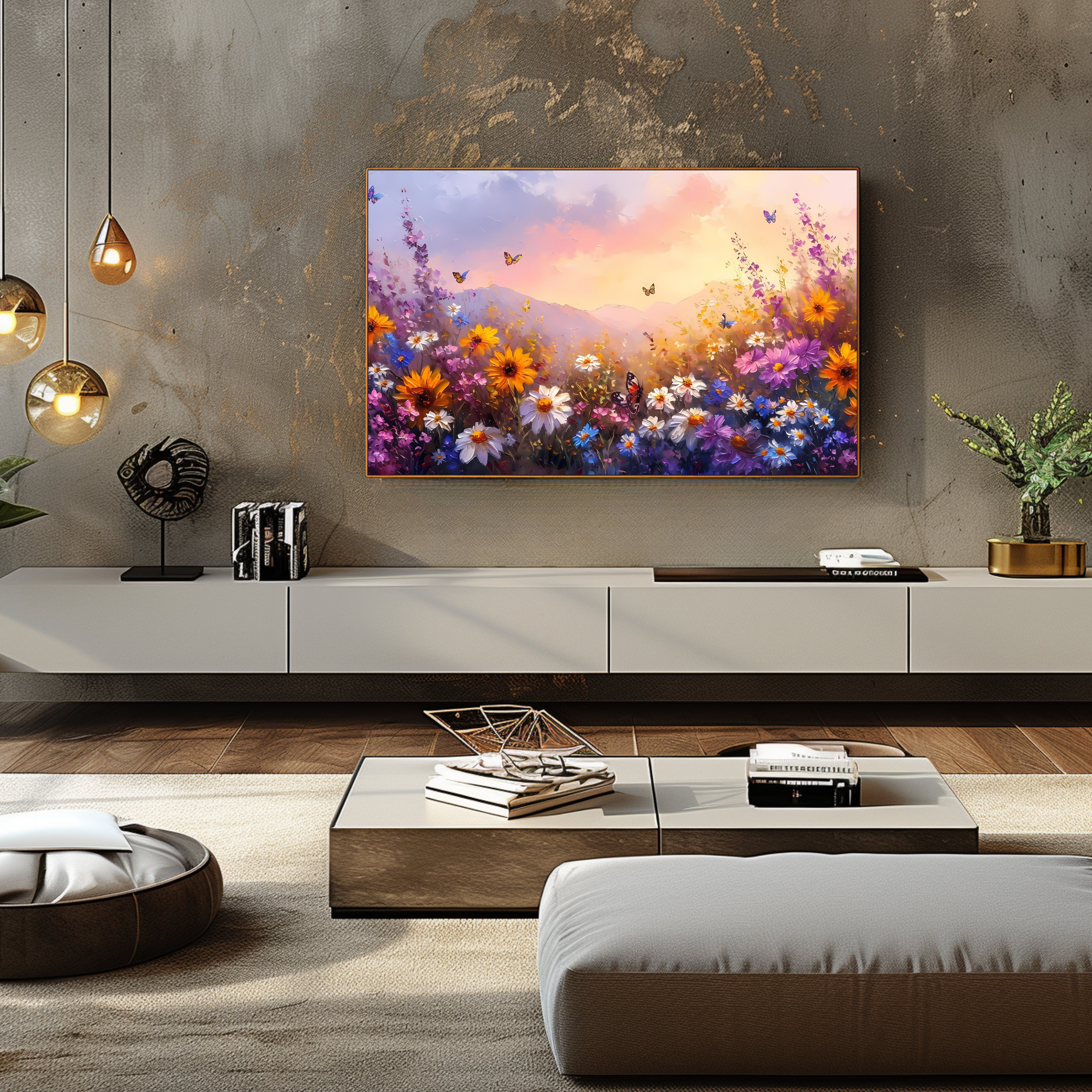 Frame TV Art Meadow, Spring Art for Frame TV, Floral Tv Art, Samsung ...