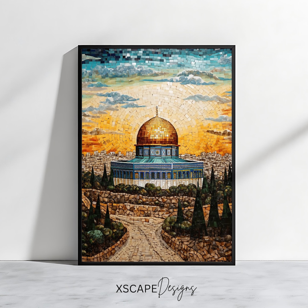 Masjid Al Aqsa Digital Art Print, Palestine Wall Art, Religious Mosaic ...