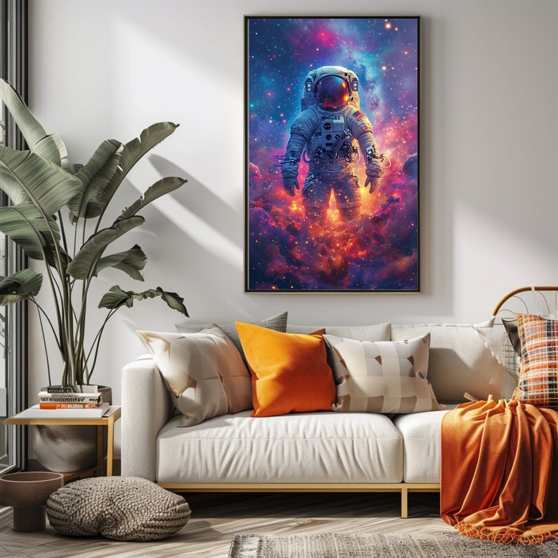 Cosmic Astronaut Art, Space Exploration Painting, Sci-fi Wall Art ...