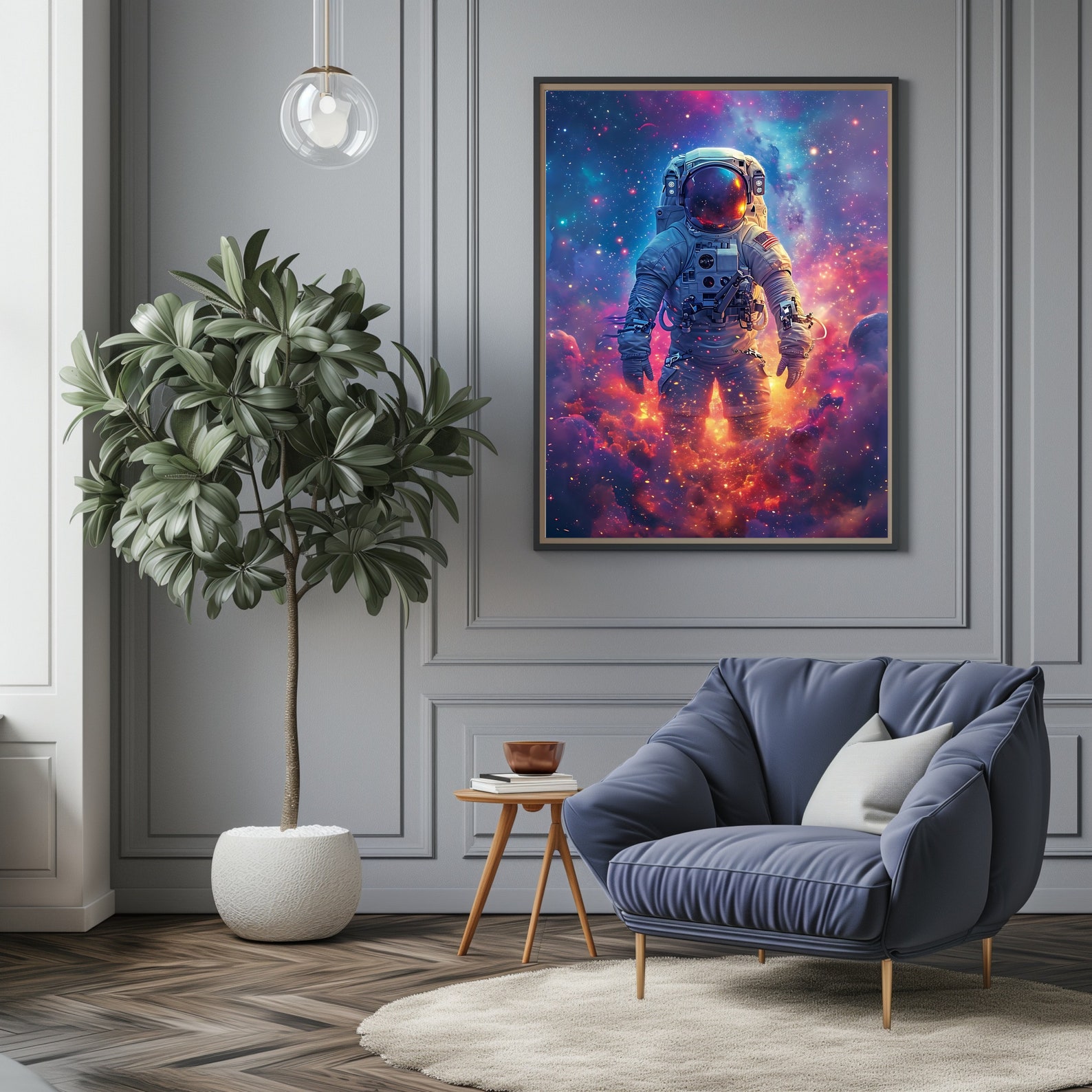 Cosmic Astronaut Art, Space Exploration Painting, Sci-fi Wall Art ...