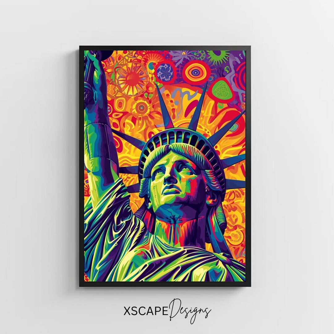 Statue of Liberty Art Print, Instant Download, Patriotic Pop Art Poster ...