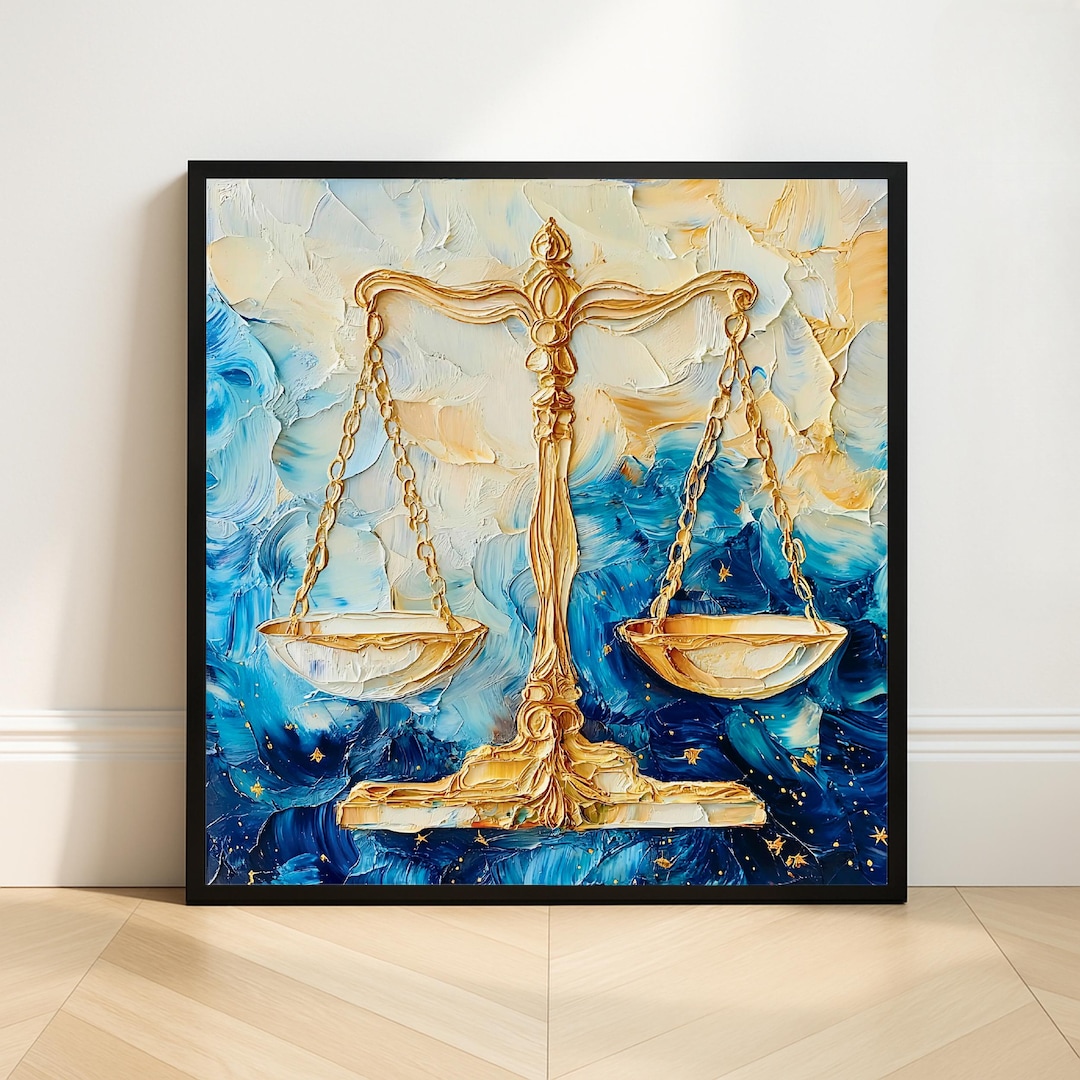 Scales of Justice Impasto Painting Art Print: Luxury Modern Legal Decor ...