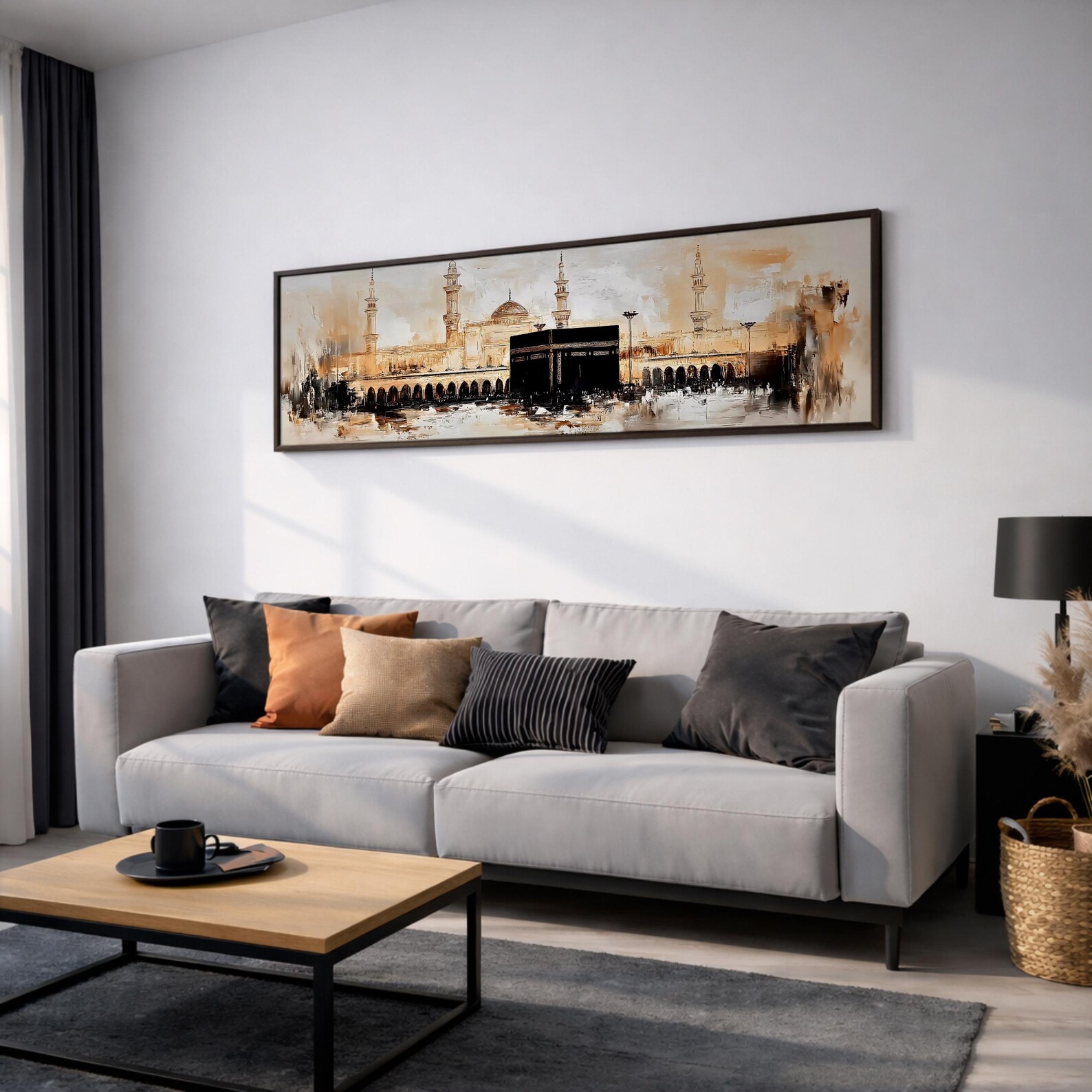 Kaaba Long Narrow Wall Art Masjid Al Haram Panoramic Canvas Mecca ...