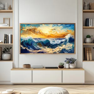 Ocean Waves and Sunset Art for Samsung Frame TV | Coastal Seascape Roku ...