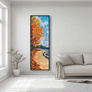 Tall Vertical Autumn Landscape Wall Art | Fall Beach Scene Print | Long ...