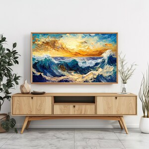 Ocean Waves and Sunset Art for Samsung Frame TV | Coastal Seascape Roku ...