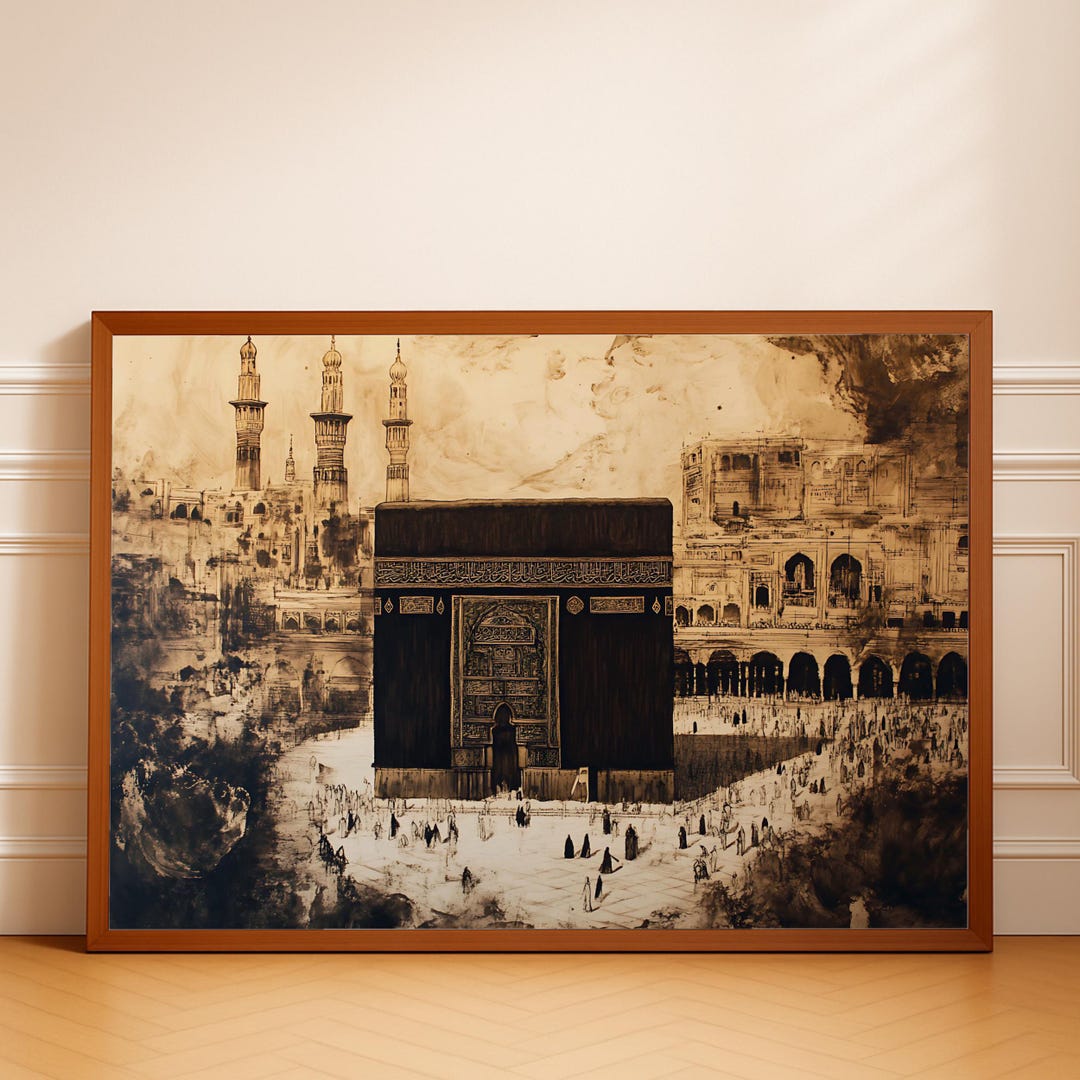 Masjid Al Haram Vintage Art Print: Kaaba Mecca Decor (digital / Print ...
