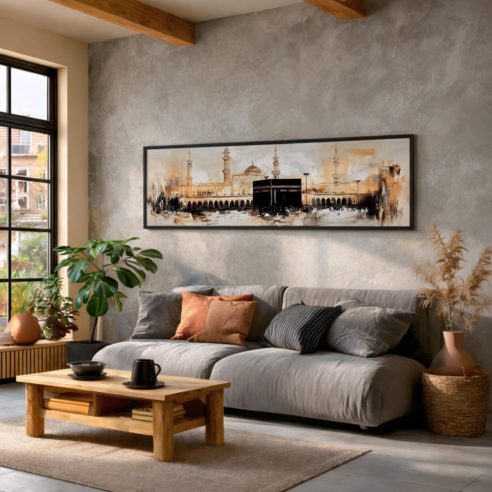 Kaaba Long Narrow Wall Art Masjid Al Haram Panoramic Canvas Mecca ...