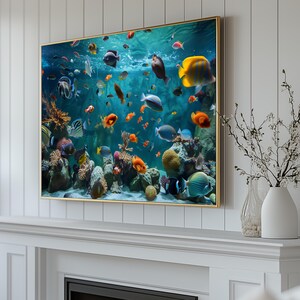 Frame TV Art Aquarium , Vibrant Underwater Art for Frame TV, Modern Tv ...