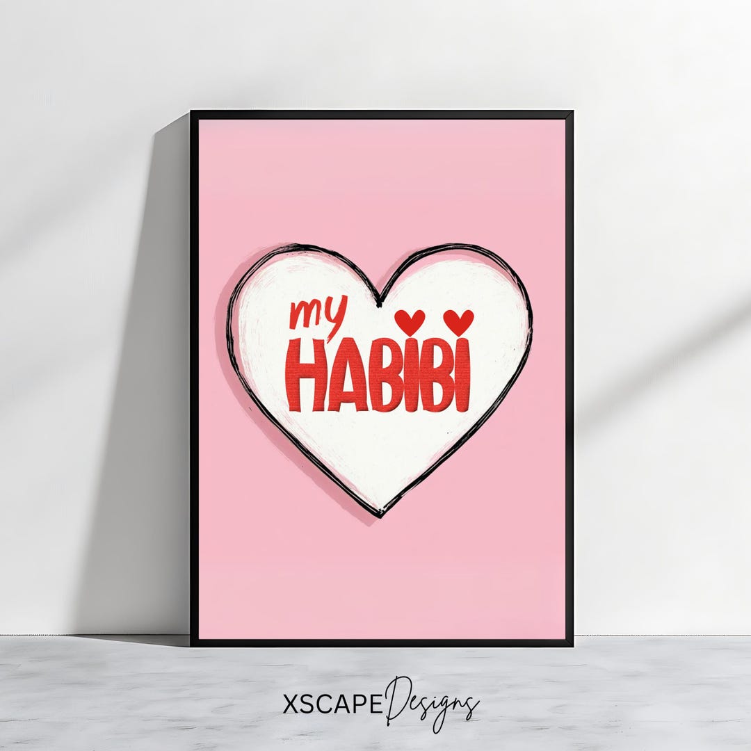 Lebanese Romantic Wall Art My Habibi Heart Design Digital Art Print ...