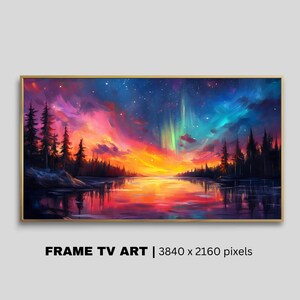 Northern Lights Landscape Art for Samsung Frame TV | Aurora Night Sky ...