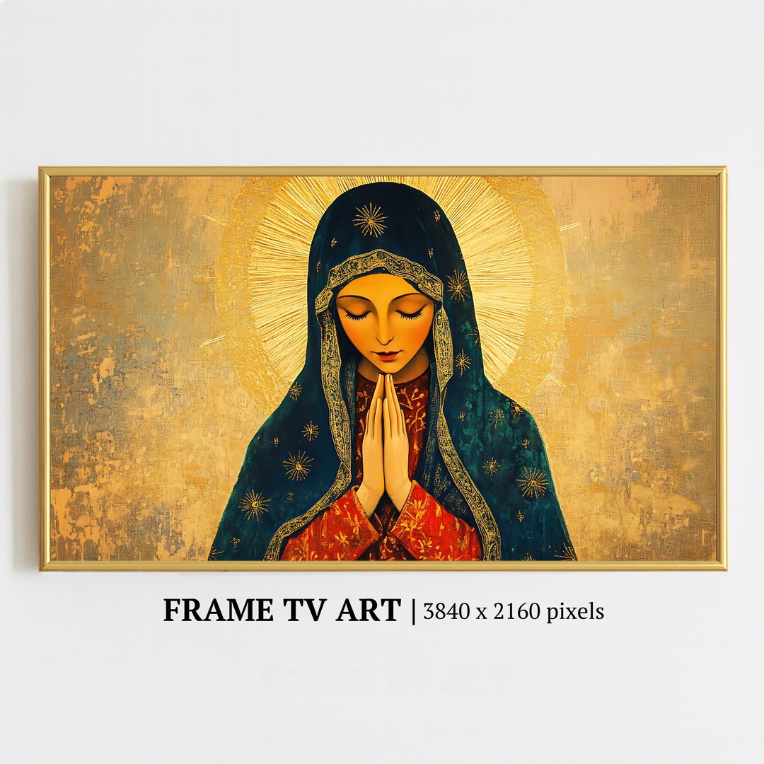 Virgin Mary Frame Tv Art: Golden Sacred Catholic Decor (digital ...