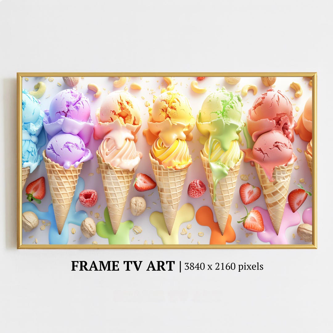 Summer Ice Cream Frame Tv Art: Colorful Modern Wall Decor (digital ...