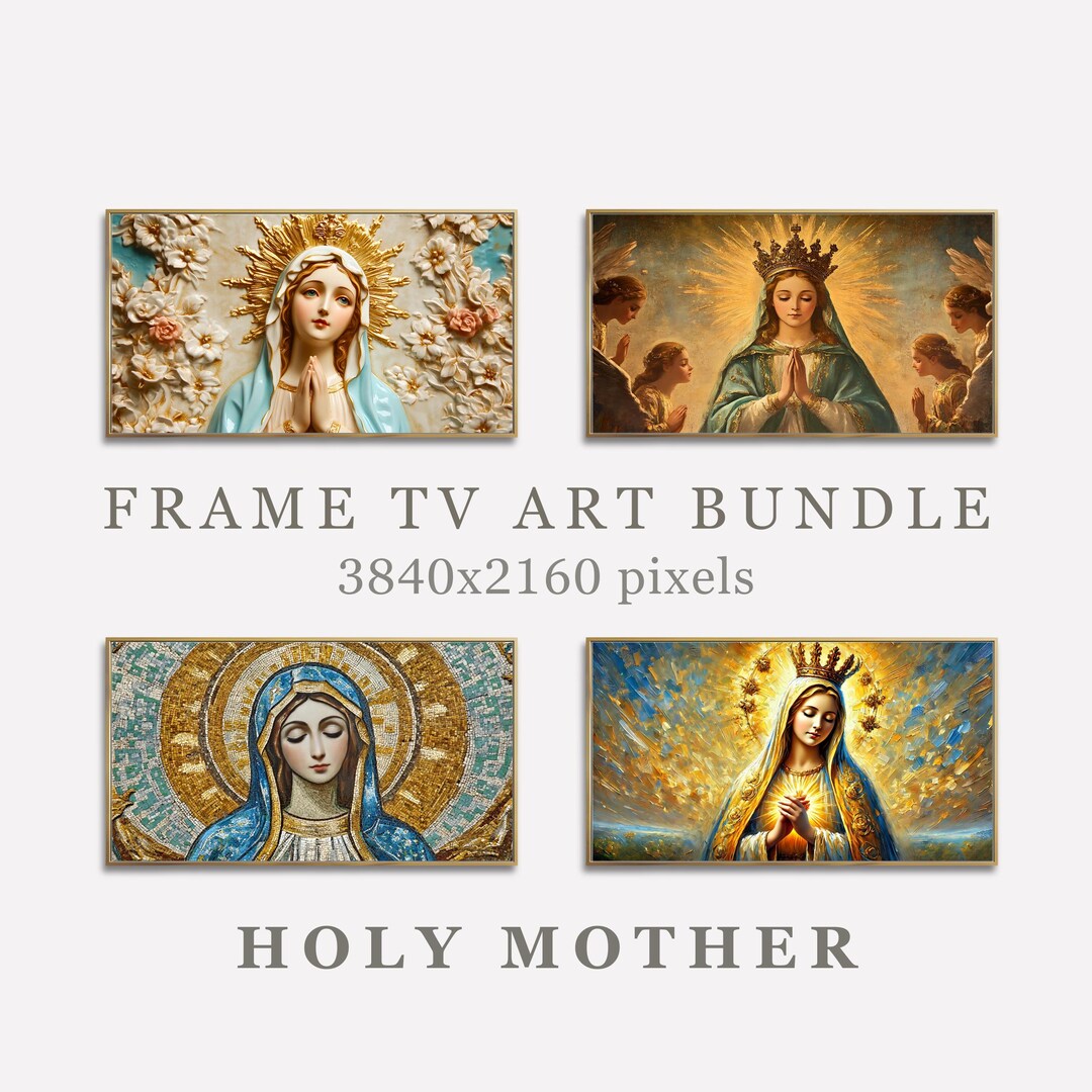 Virgin Mary Art Set, Frame TV Art Bundle, Samsung Frame TV Art, Instant ...