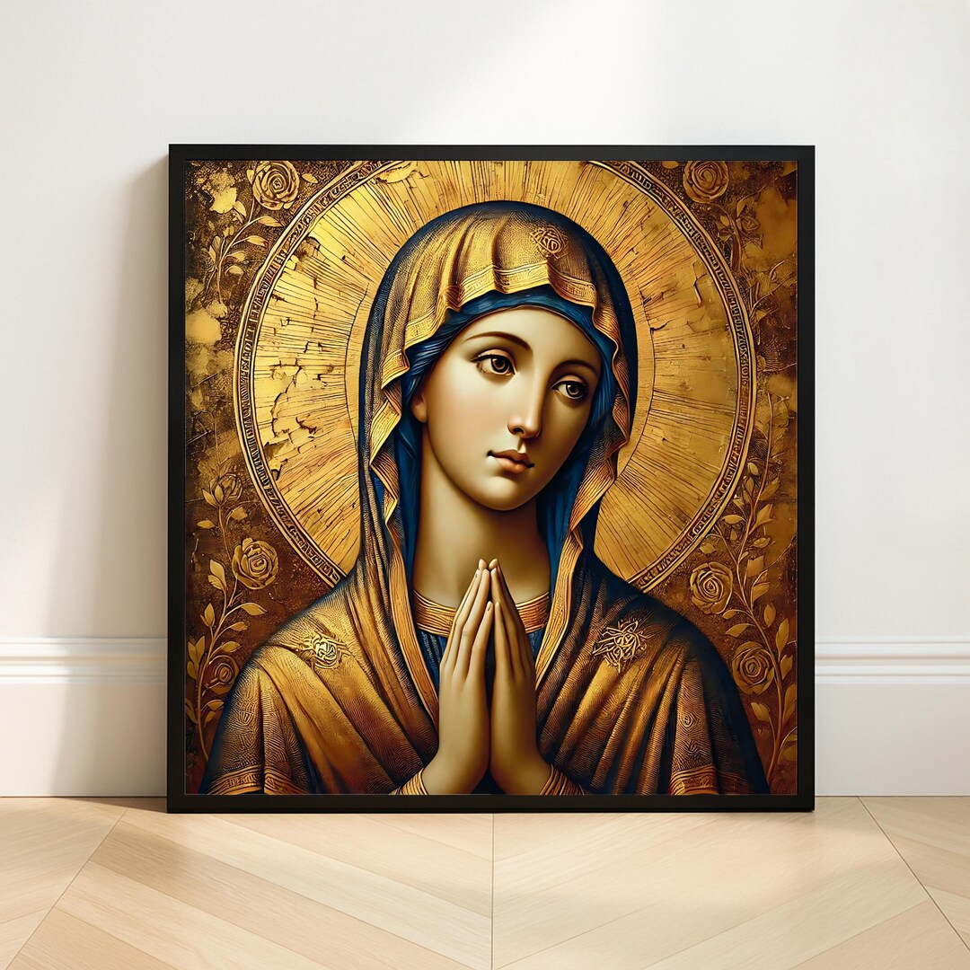 Blessed Virgin Mary Byzantine Icon Art Print: Square Religious Catholic ...