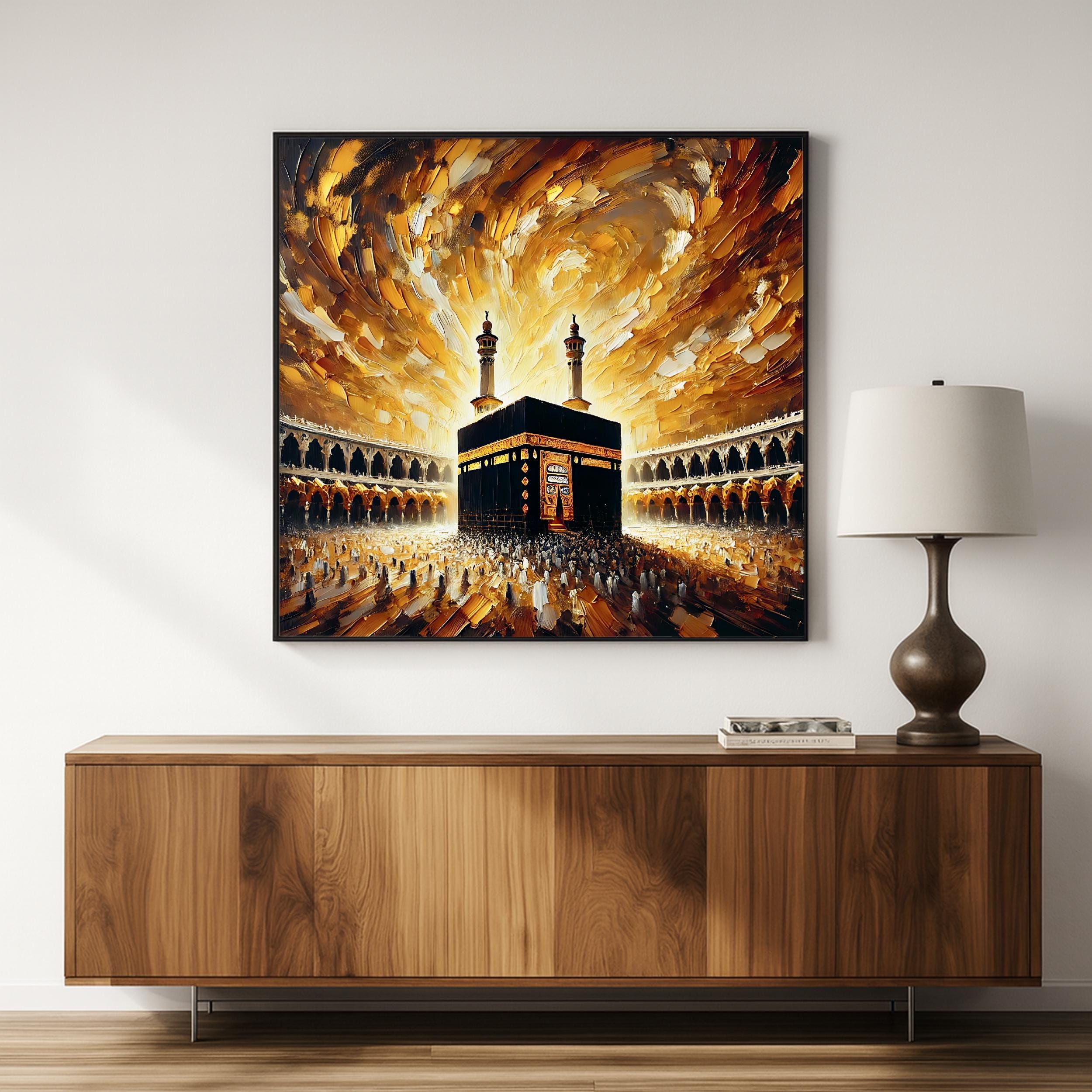 Kaaba Gold Impasto Wall Art: Islamic Masjid Al Haram Decor (digital ...