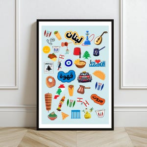 Lebanese Culture Art Print - Lebanon Symbols Collage - Beirut Wall ...