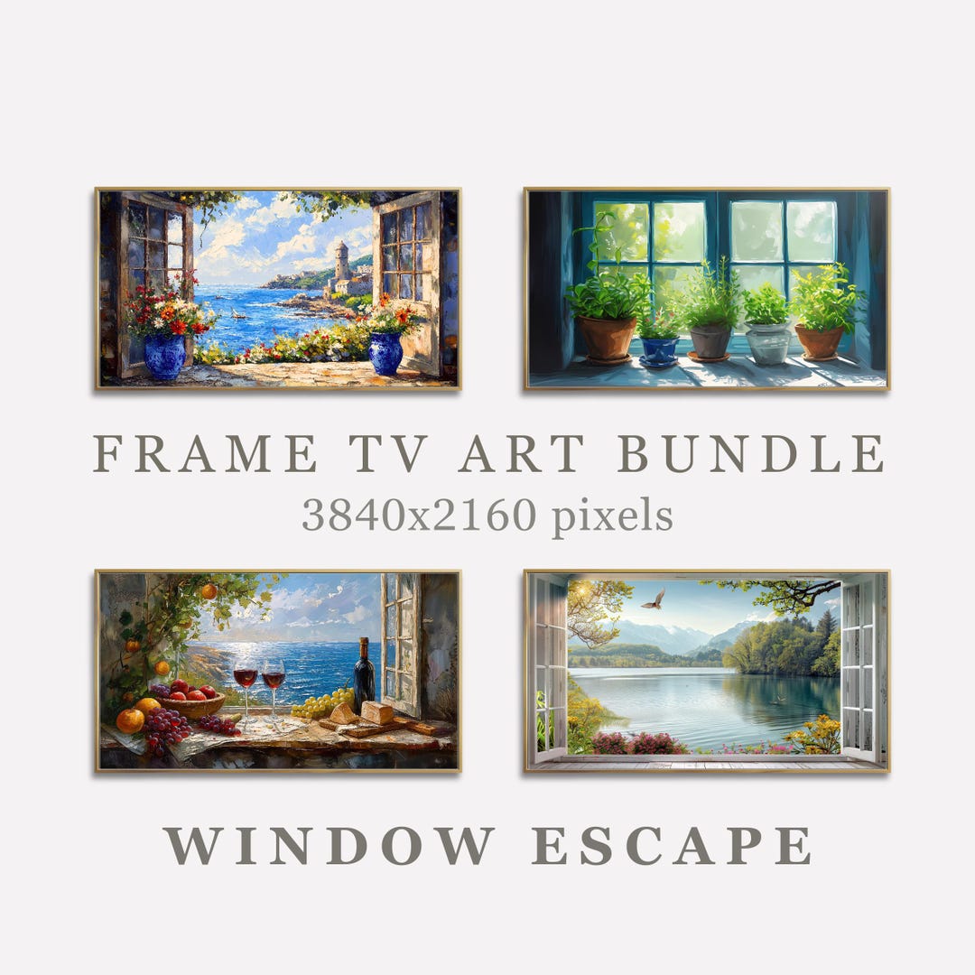 Scenic Window View Art Set, Frame TV Art Bundle, Samsung Frame TV Art ...