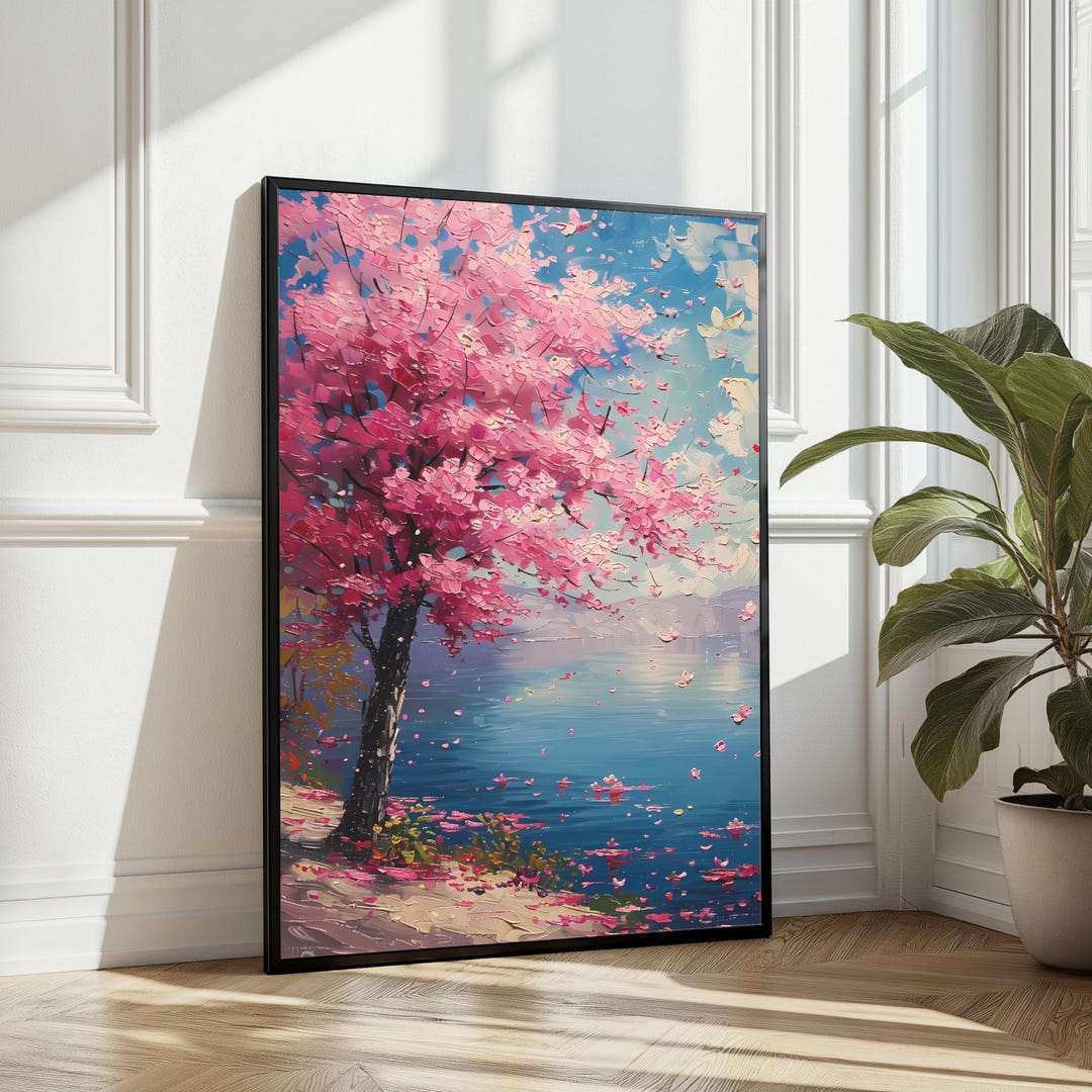 Cherry Blossom Tree Art, Digital Wall Art, Instant Download, Floral ...