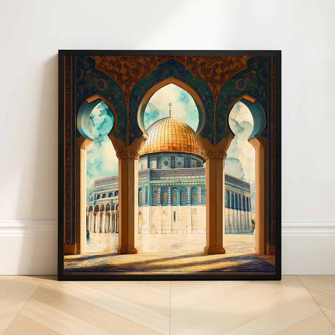 Masjid Al Aqsa Square Art Print - Palestine Digital Artwork, Islamic ...