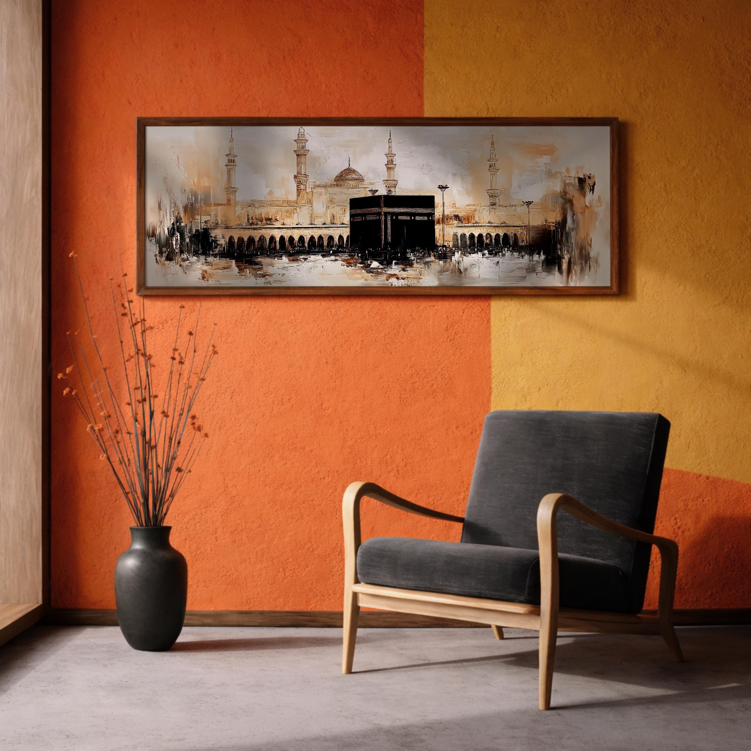 Kaaba Long Narrow Wall Art Masjid Al Haram Panoramic Canvas Mecca ...