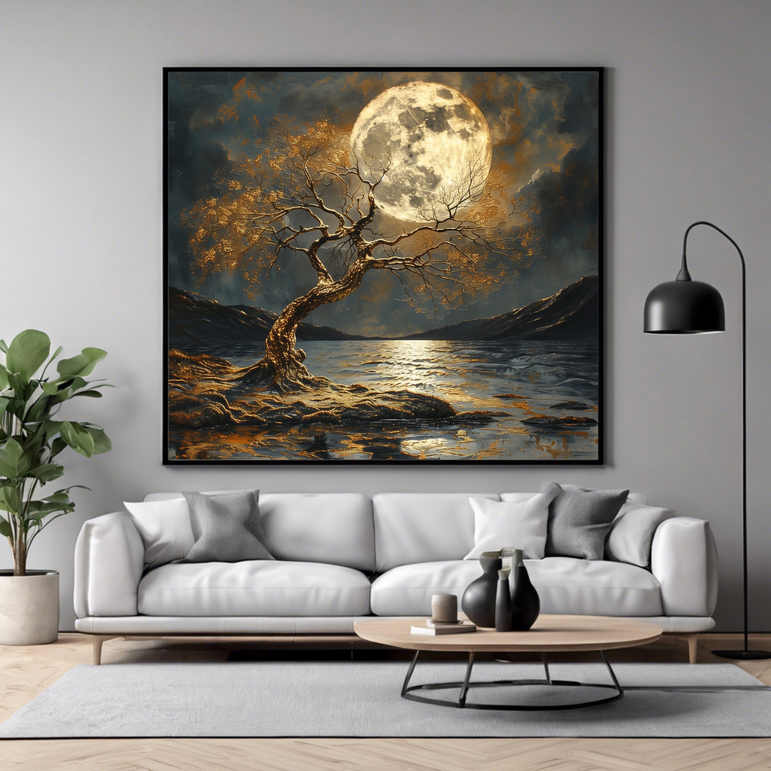 Moonlit Tree Art Print, Nightscape Poster, Square Print, Printable Wall ...