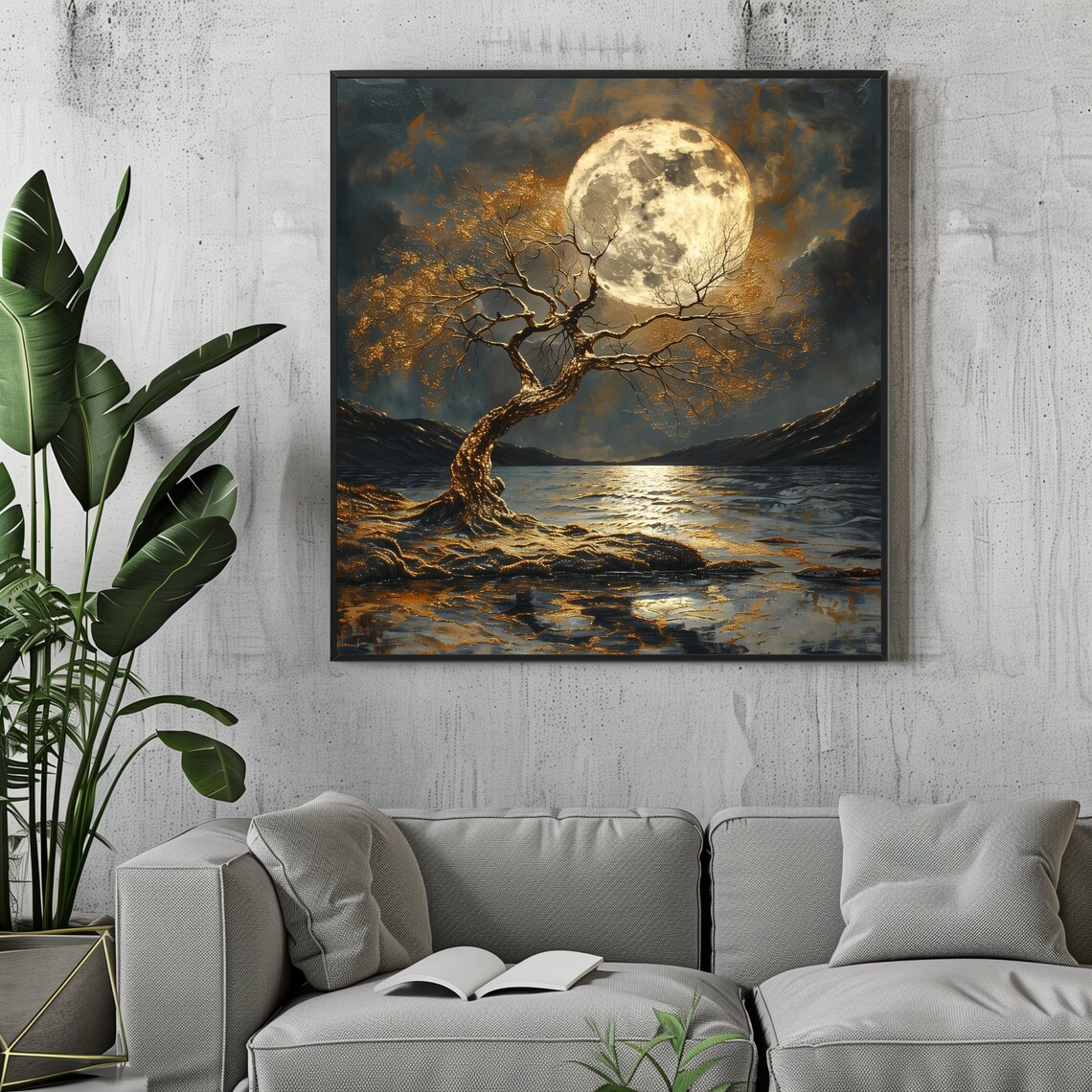Moonlit Tree Art Print, Nightscape Poster, Square Print, Printable Wall ...