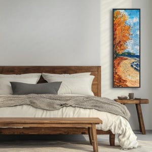 Tall Vertical Autumn Landscape Wall Art | Fall Beach Scene Print | Long ...