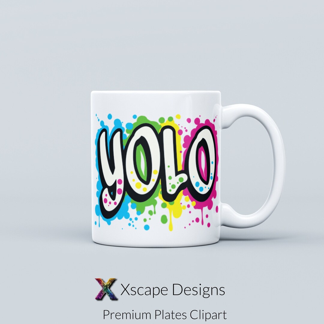 Yolo Colorful Mug Sublimation Wrap Design Ready Pngs to Print on 11 ...