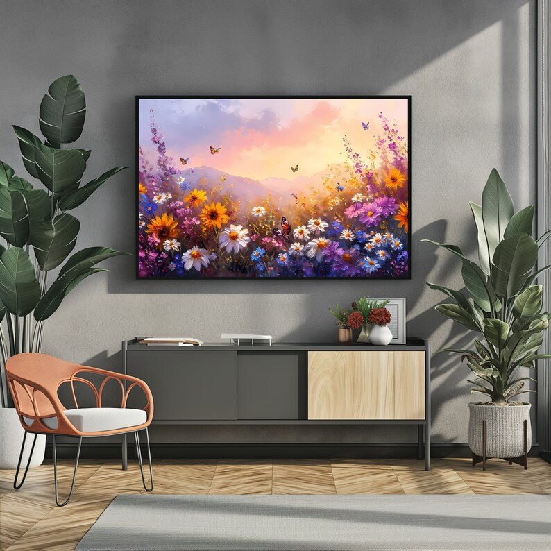 Frame TV Art Meadow, Spring Art for Frame TV, Floral Tv Art, Samsung ...