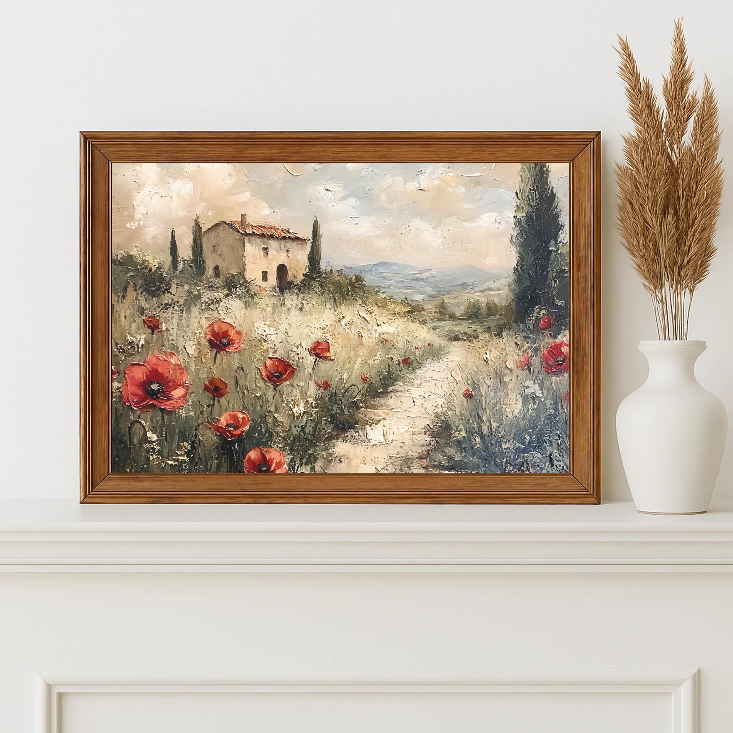 Tuscan Landscape Wall Art Print: Rustic Italian Countryside Decor ...
