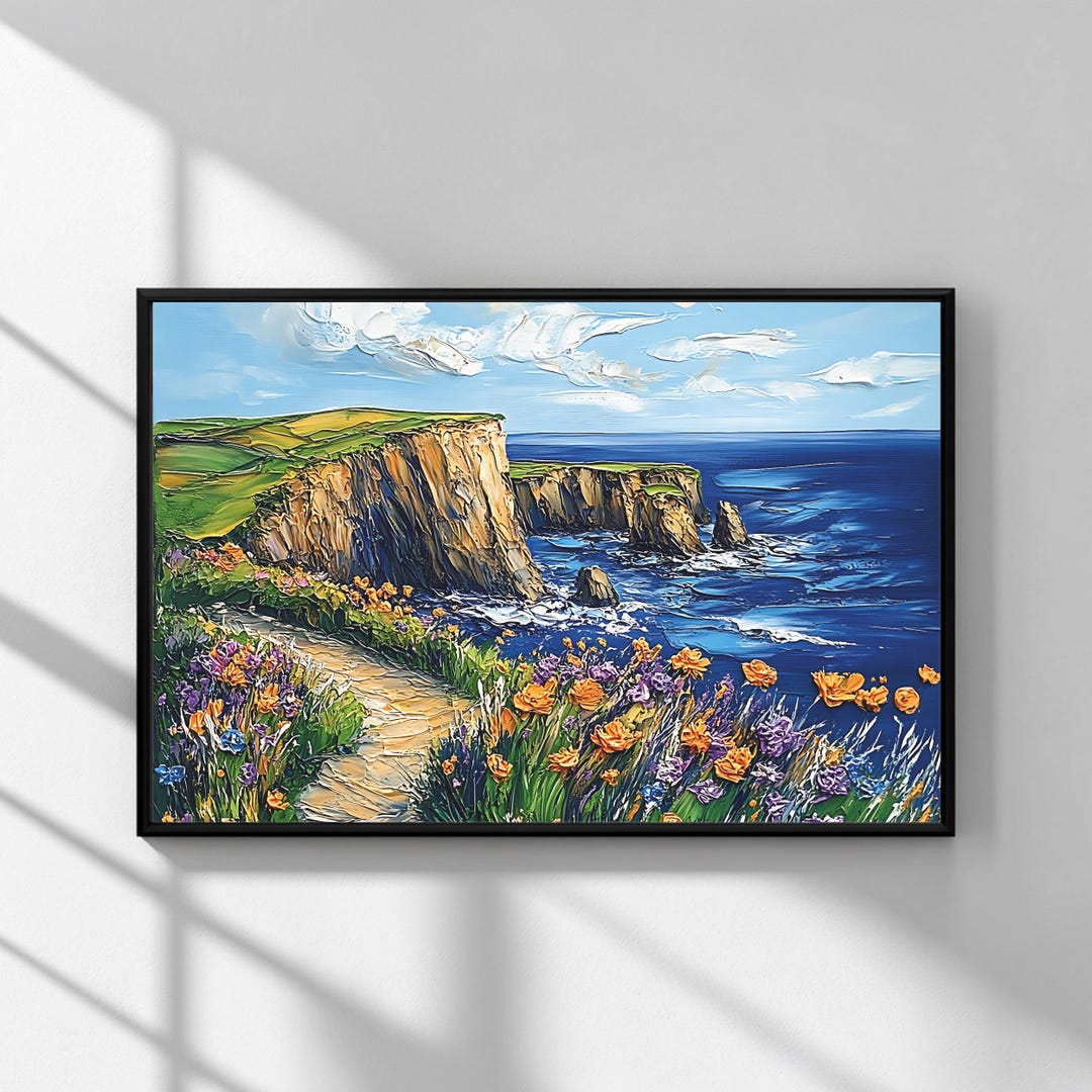 Coastal Landscape Digital Wall Art | Colorful Cliffside Printable Art ...