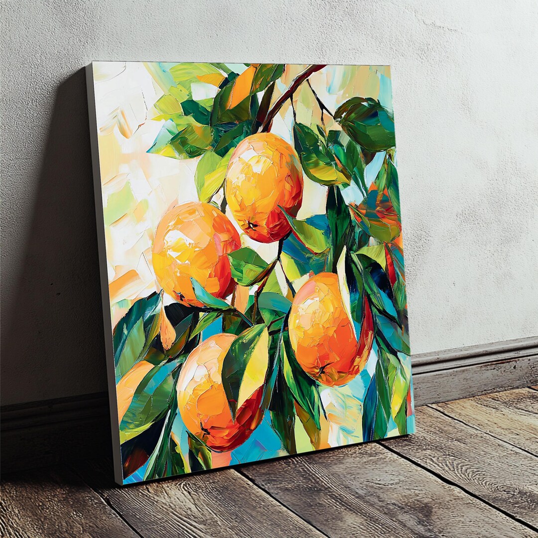 Orange Tree Wall Art, Modern Fruit Digital Print, Square Printable ...