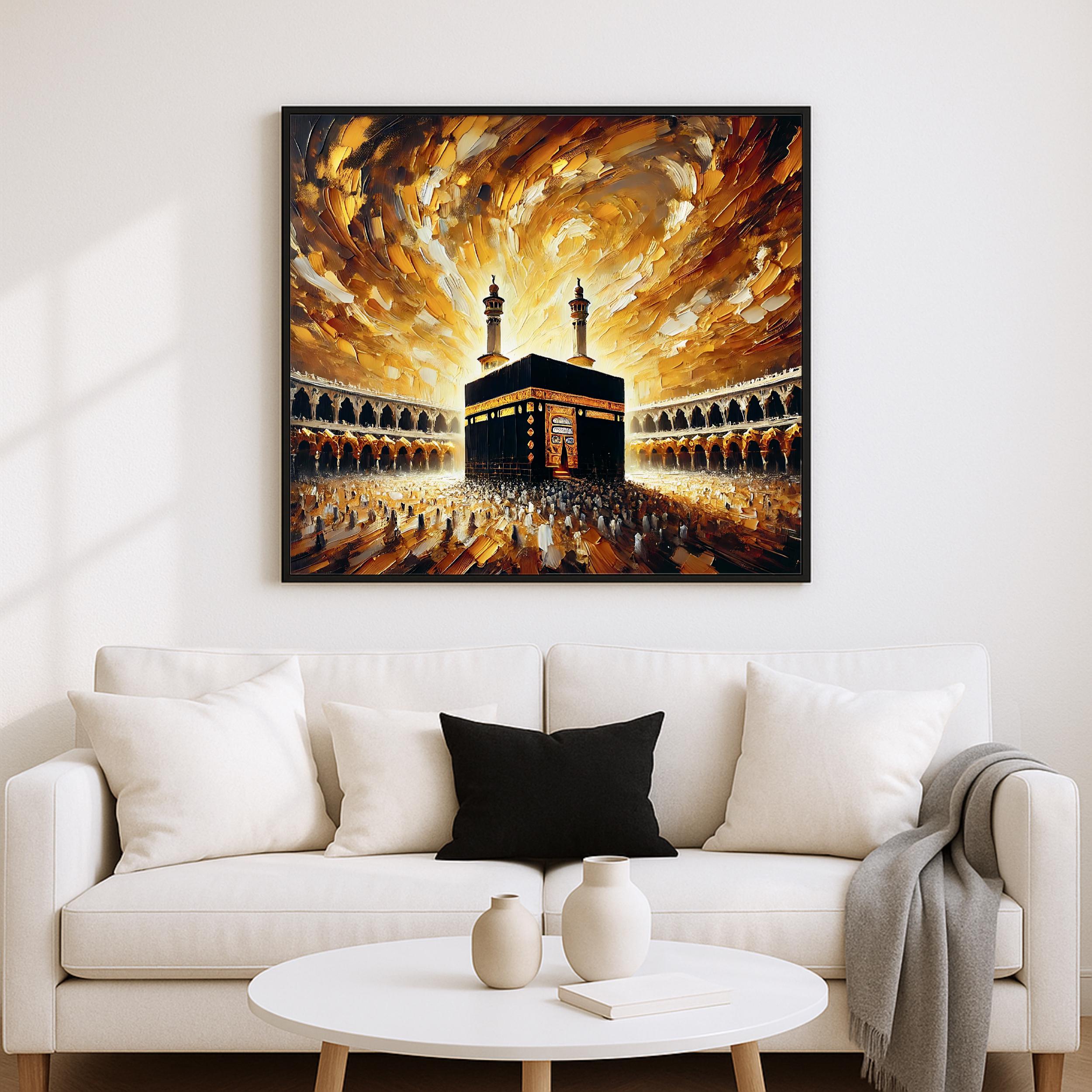 Kaaba Gold Impasto Wall Art: Islamic Masjid Al Haram Decor (digital ...