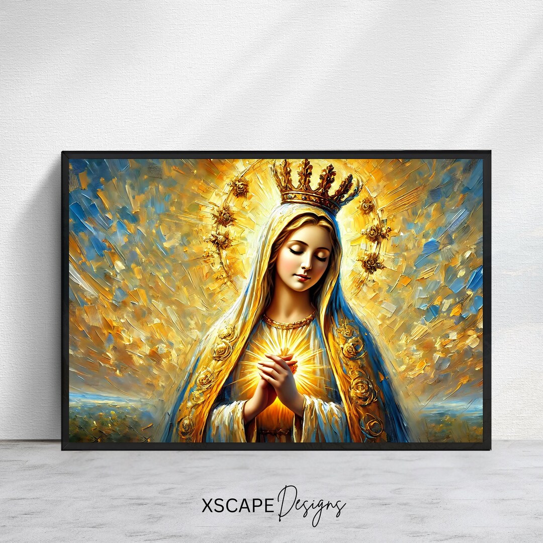 Virgin Mary Digital Art Print, Religious Wall Art, Catholic Artwork ...