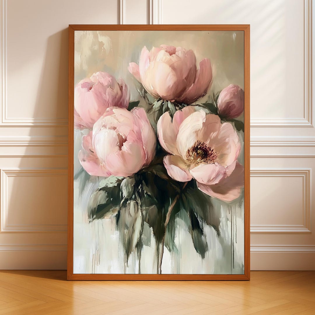 Peony Bouquet Watercolor Print: Vintage Botanical Floral Wall Art ...