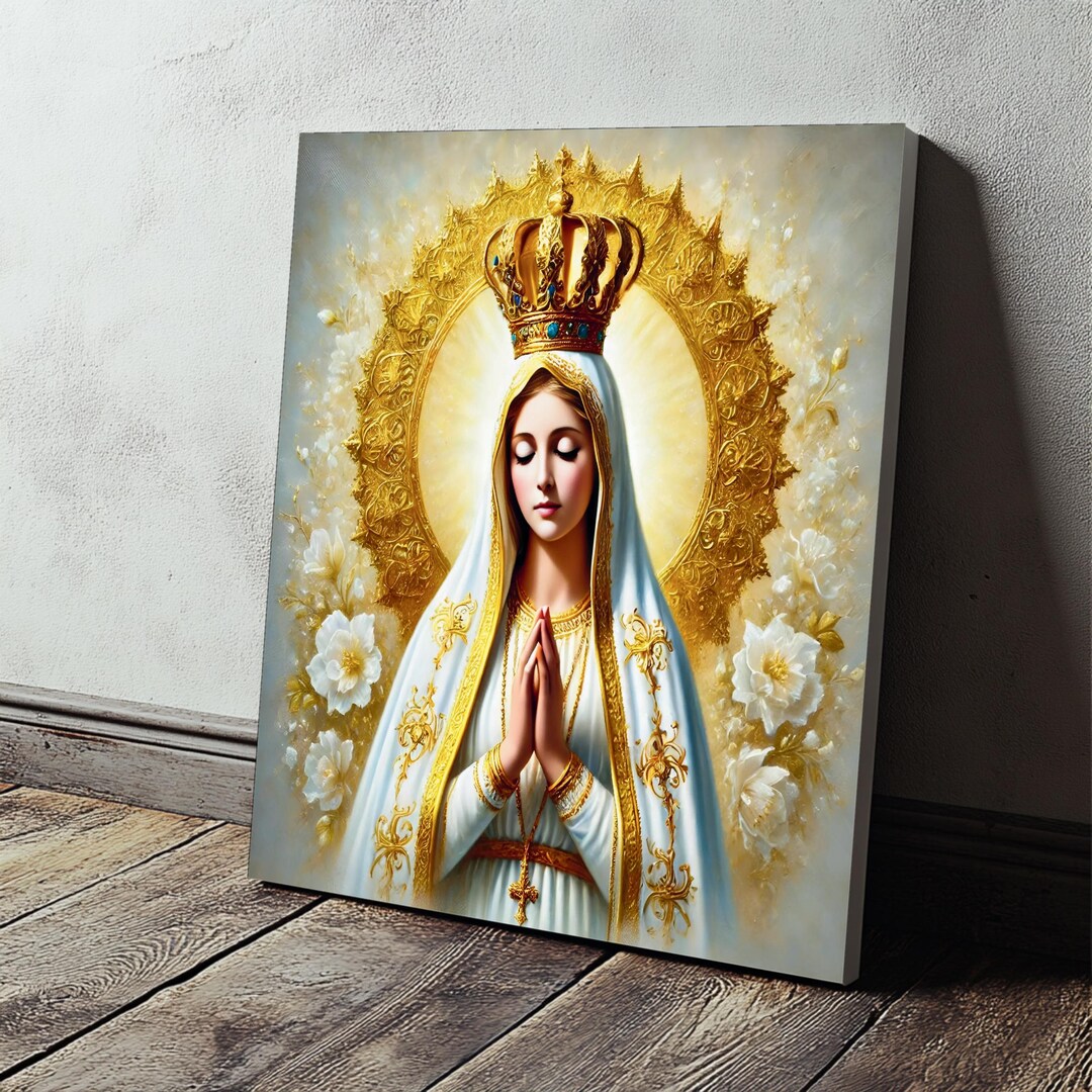 Queen Virgin Mary Print, Our Lady Crowned Art, Catholic Wall Decor ...