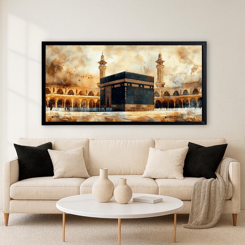 Kaaba Panoramic Wall Art: Islamic Mecca Sacred Architecture Decor ...