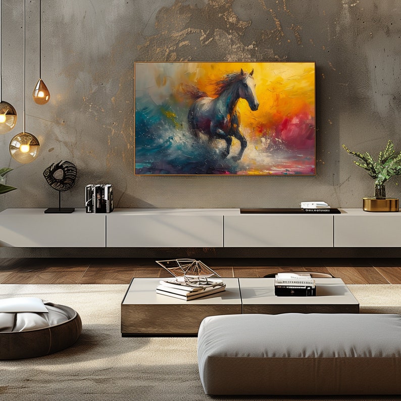 Frame TV Art Horse, Equine Art for Frame TV, Abstract Tv Art, Samsung ...