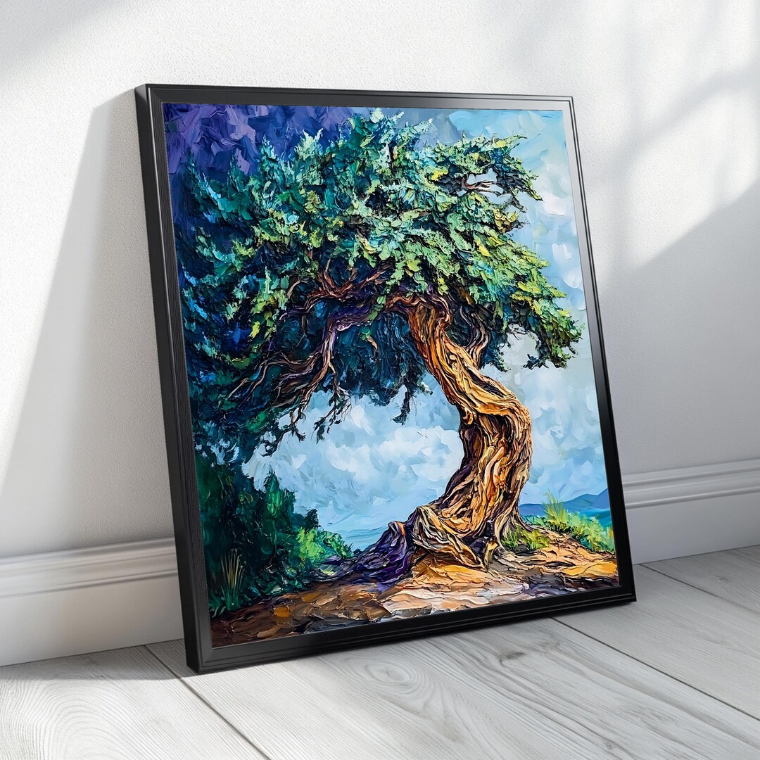 Ancient Olive Tree Art Print, Rustic Mediterranean Wall Decor, Square ...