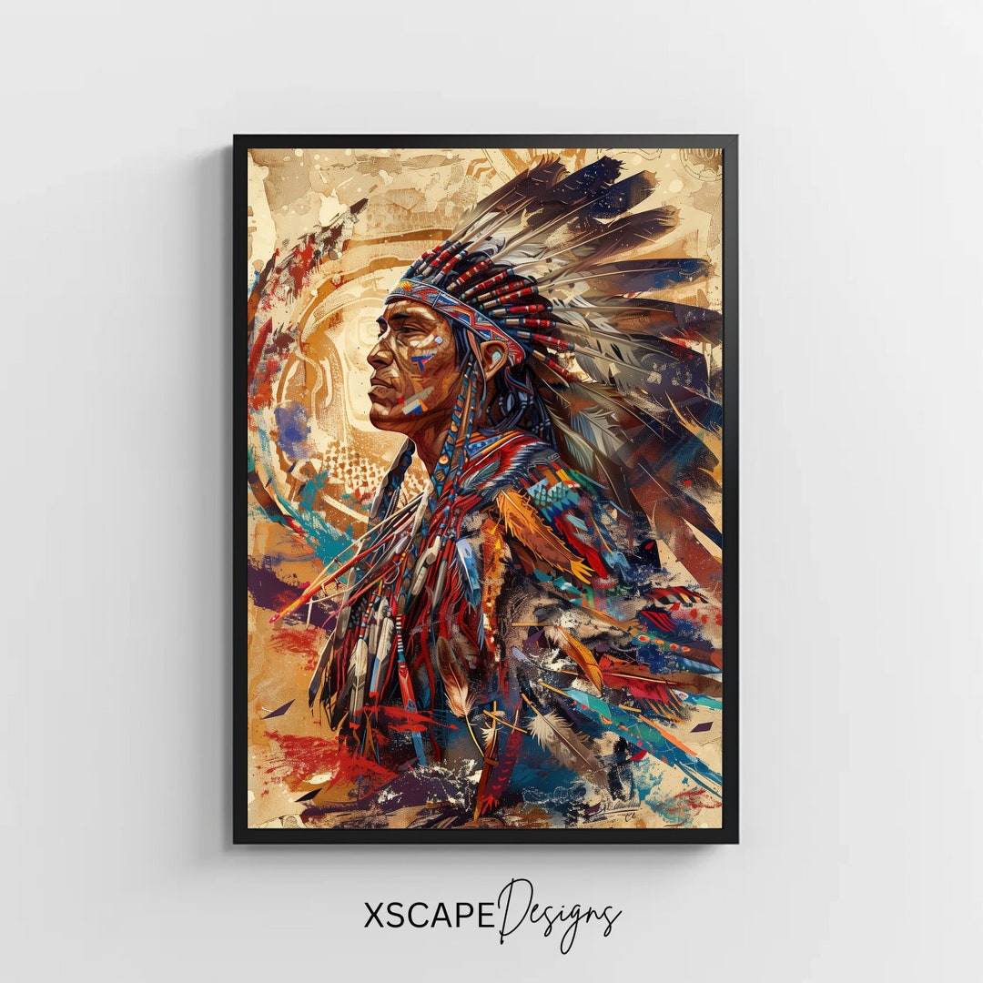 Native Headdress Art Print, Printable Wall Art, Digital Download ...