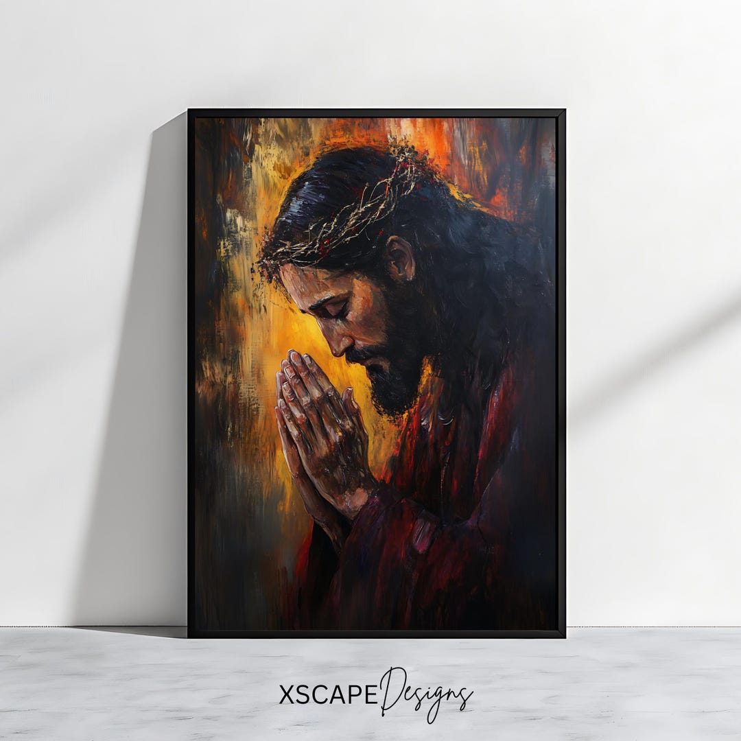 Jesus Praying Digital Art Print, Religious Wall Art, Christian Home ...