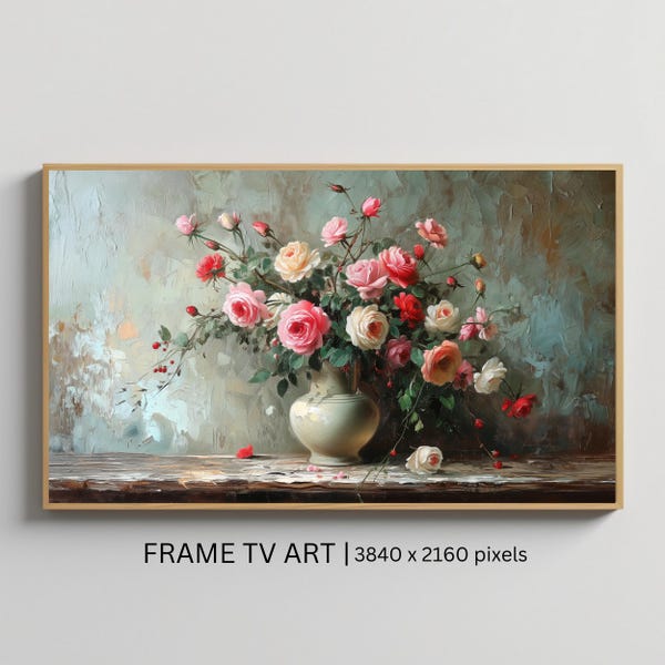 Frame TV Art Pink Lilies, Elegant Floral Art for Frame TV, Floral Tv ...