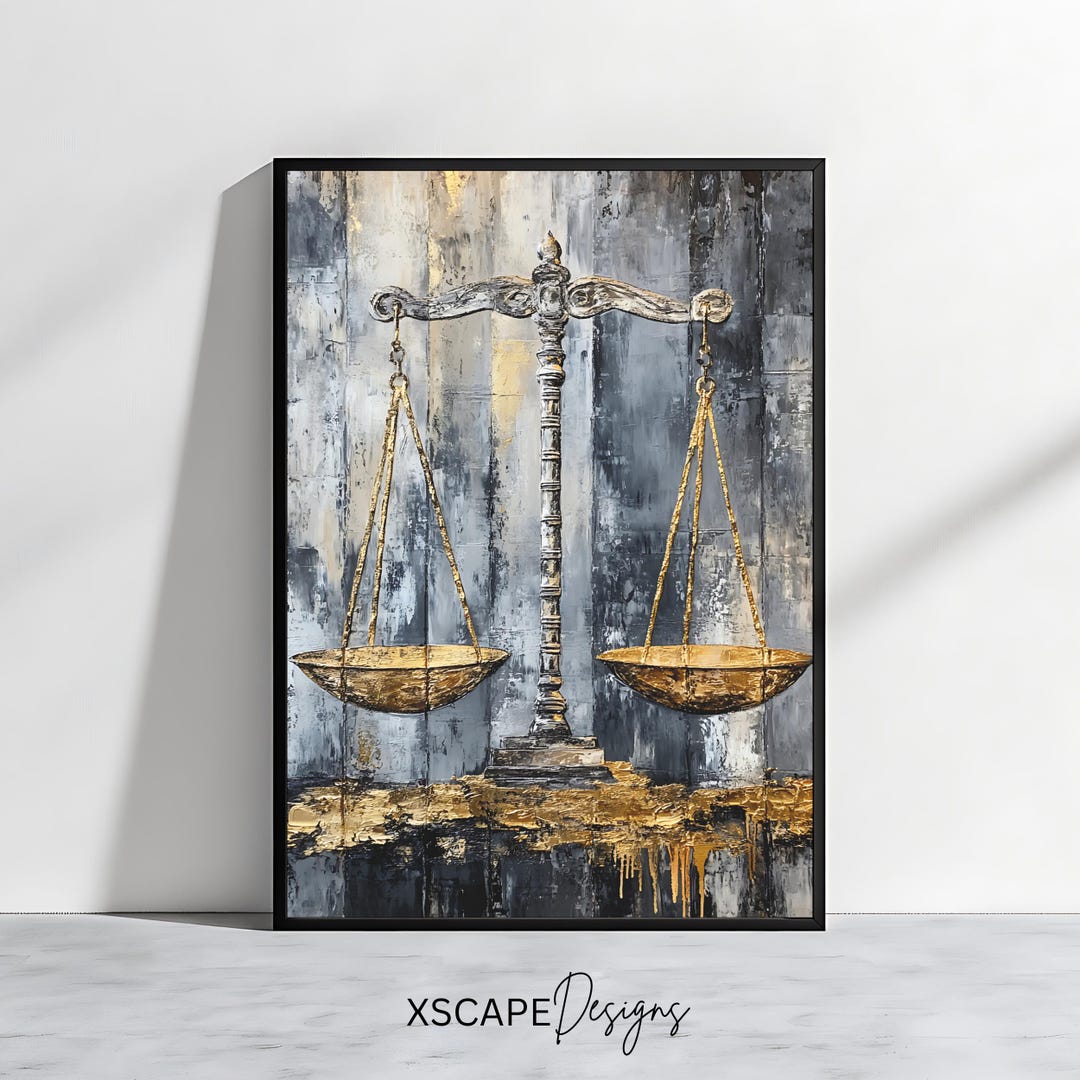 Printable Scales of Justice Wall Art - Abstract Legal Office Decor ...