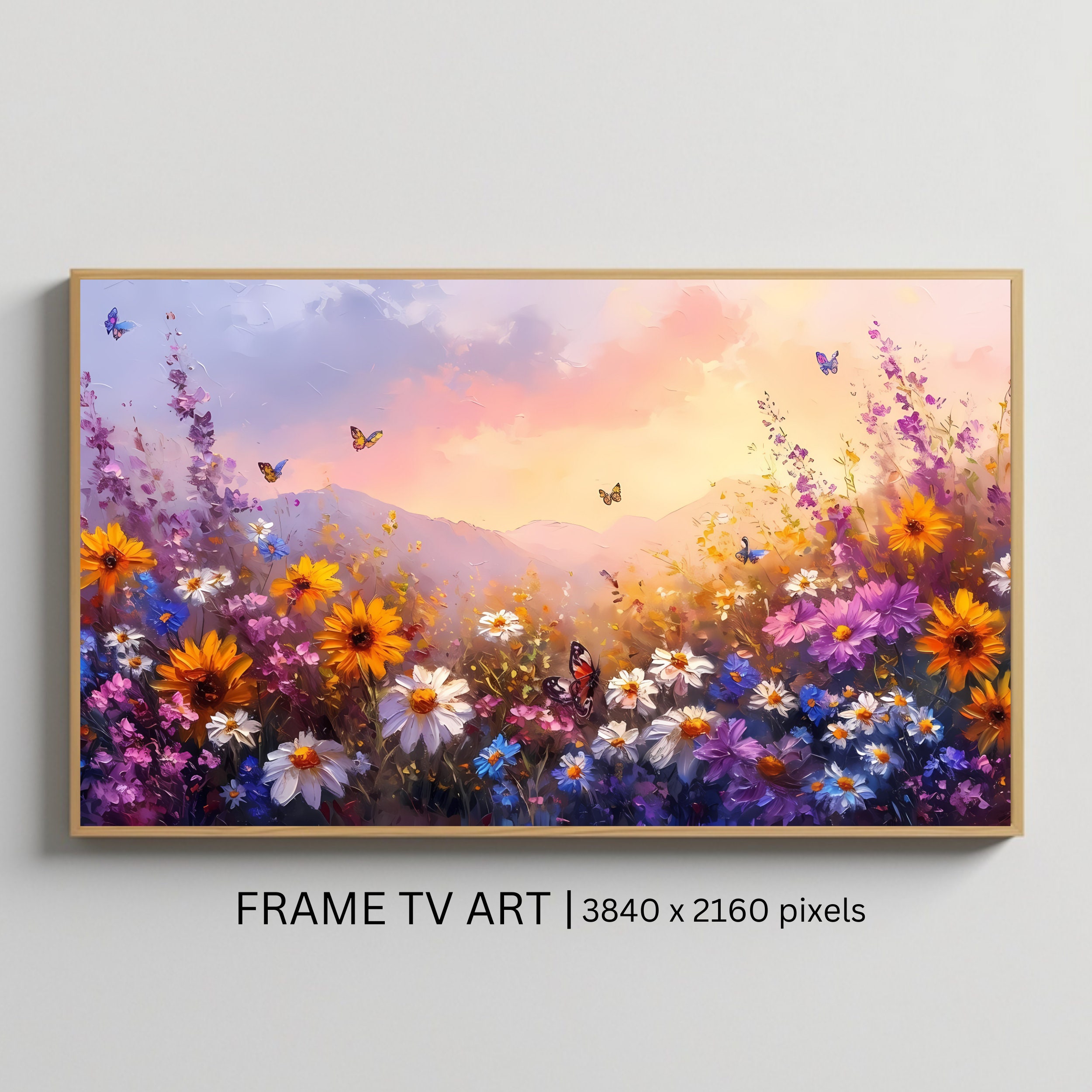 Frame TV Art Meadow, Spring Art for Frame TV, Floral Tv Art, Samsung ...
