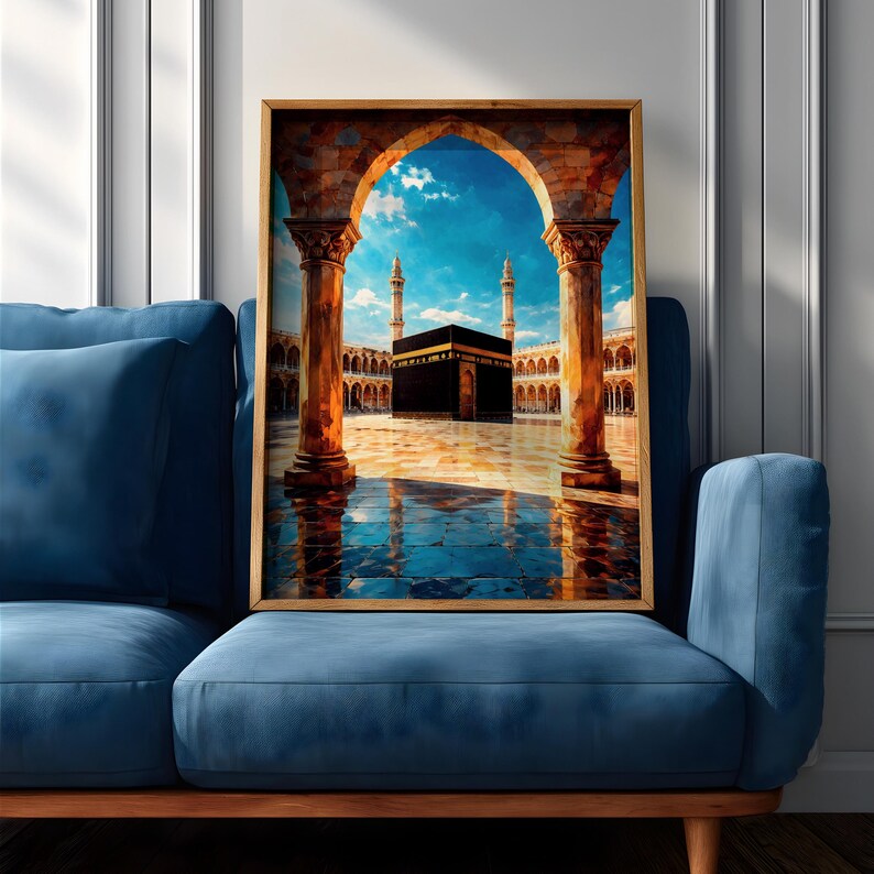 Kaaba Wall Art Archway View Framed Canvas Masjid Al Haram Mecca Mosque ...