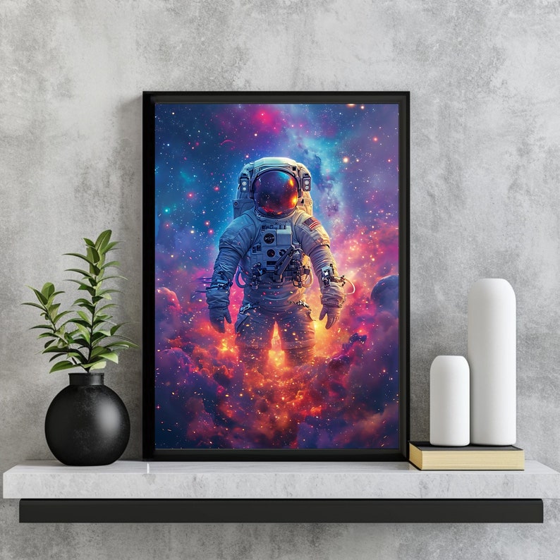Cosmic Astronaut Art, Space Exploration Painting, Sci-fi Wall Art ...