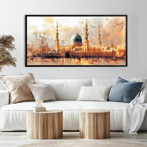 Al Masjid an Nabawi Wall Art | Long Horizontal Narrow Print | Islamic ...