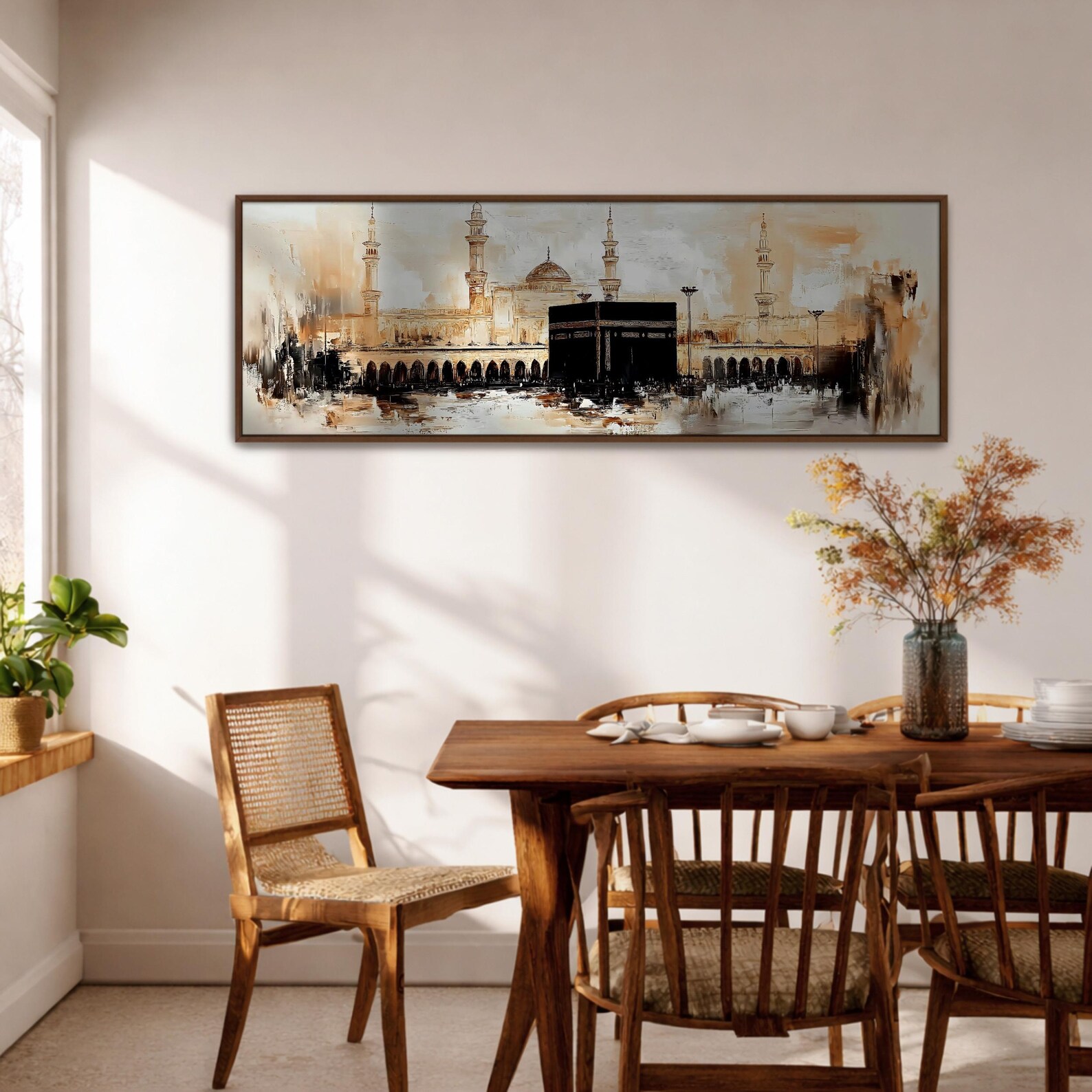 Kaaba Long Narrow Wall Art Masjid Al Haram Panoramic Canvas Mecca ...