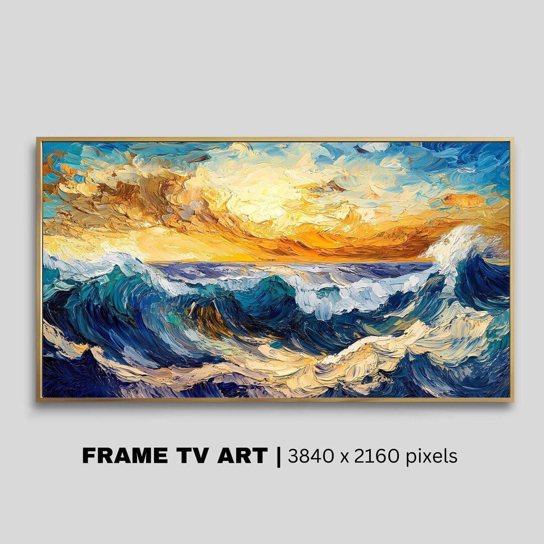 Ocean Waves and Sunset Art for Samsung Frame TV | Coastal Seascape Roku ...